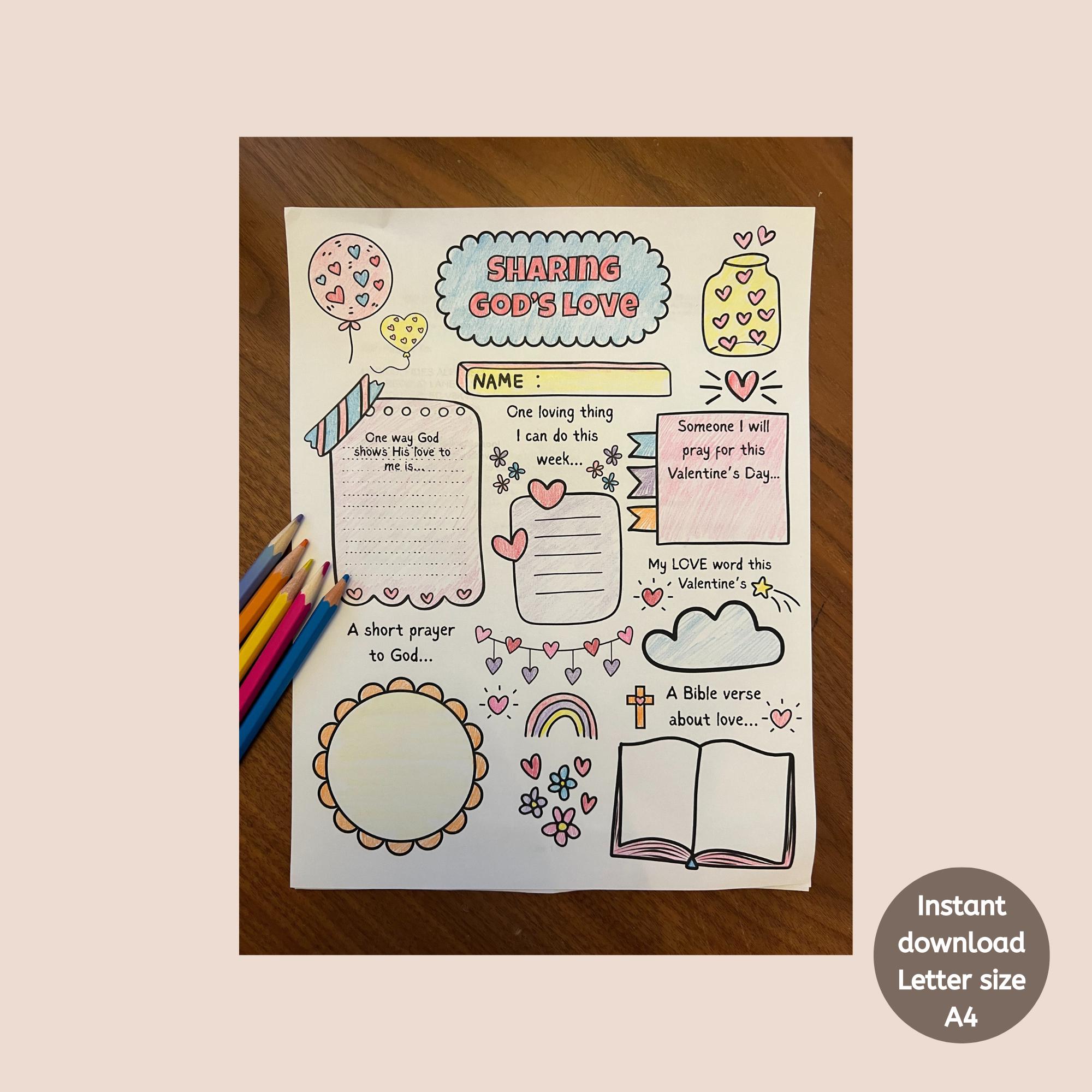 Sunday School Valentine Printable Coloring & Bible Activity for Kids ...