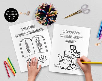 Ten Commandments for Kids Printable Coloring Pages, Bible Verse ...