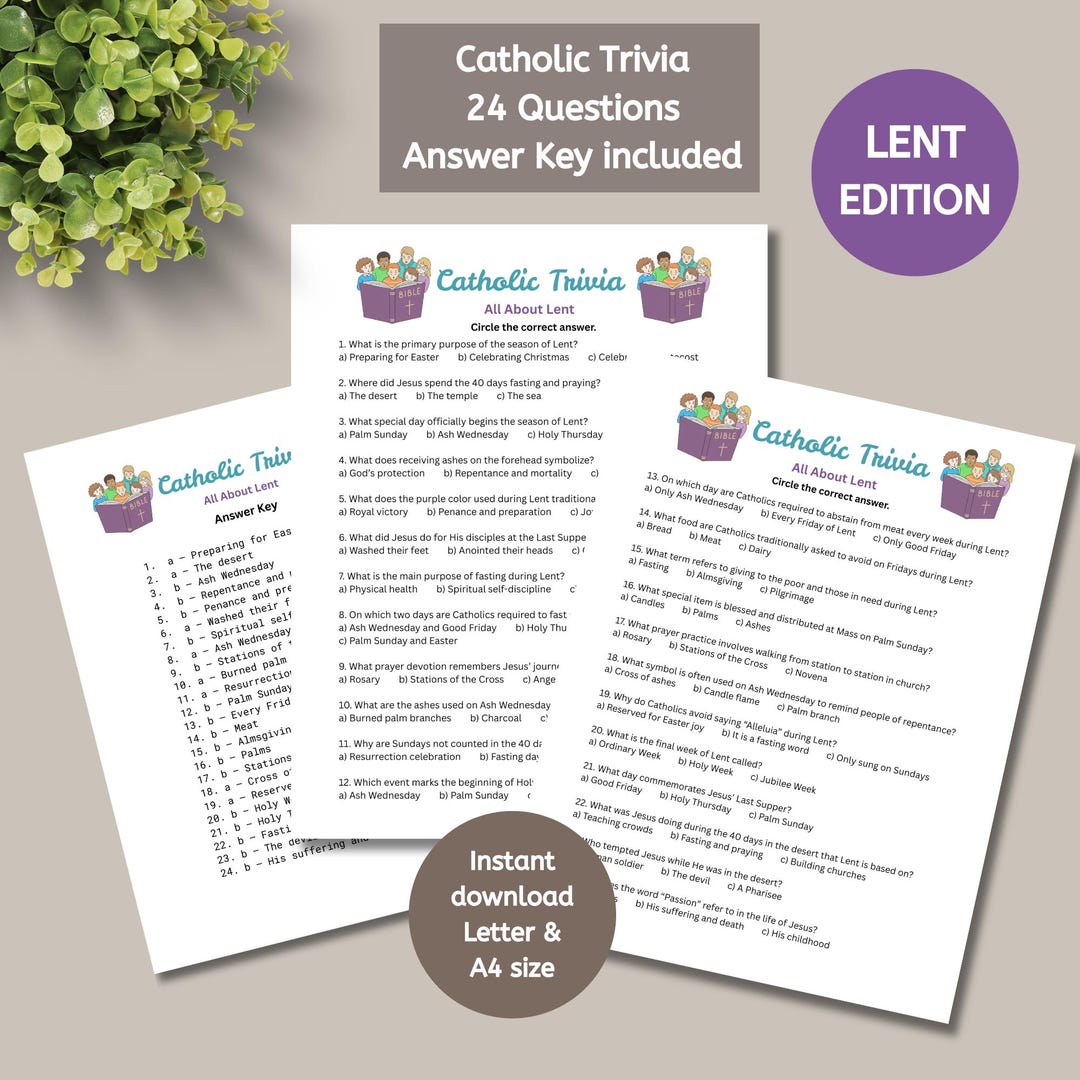 Catholic Trivia Game, Lent Edition, Printable Quiz (PDF Download) - Etsy