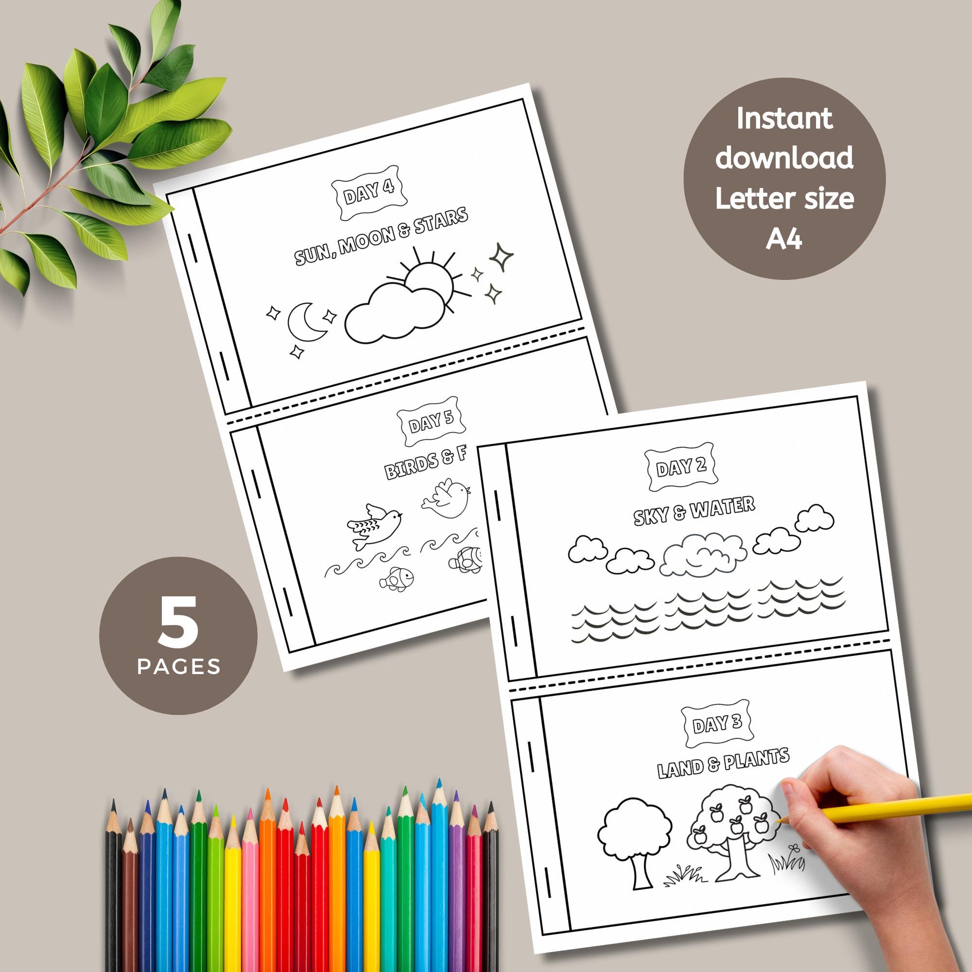 Creation Coloring Mini Book, Printable Preschool and Kindergarten ...