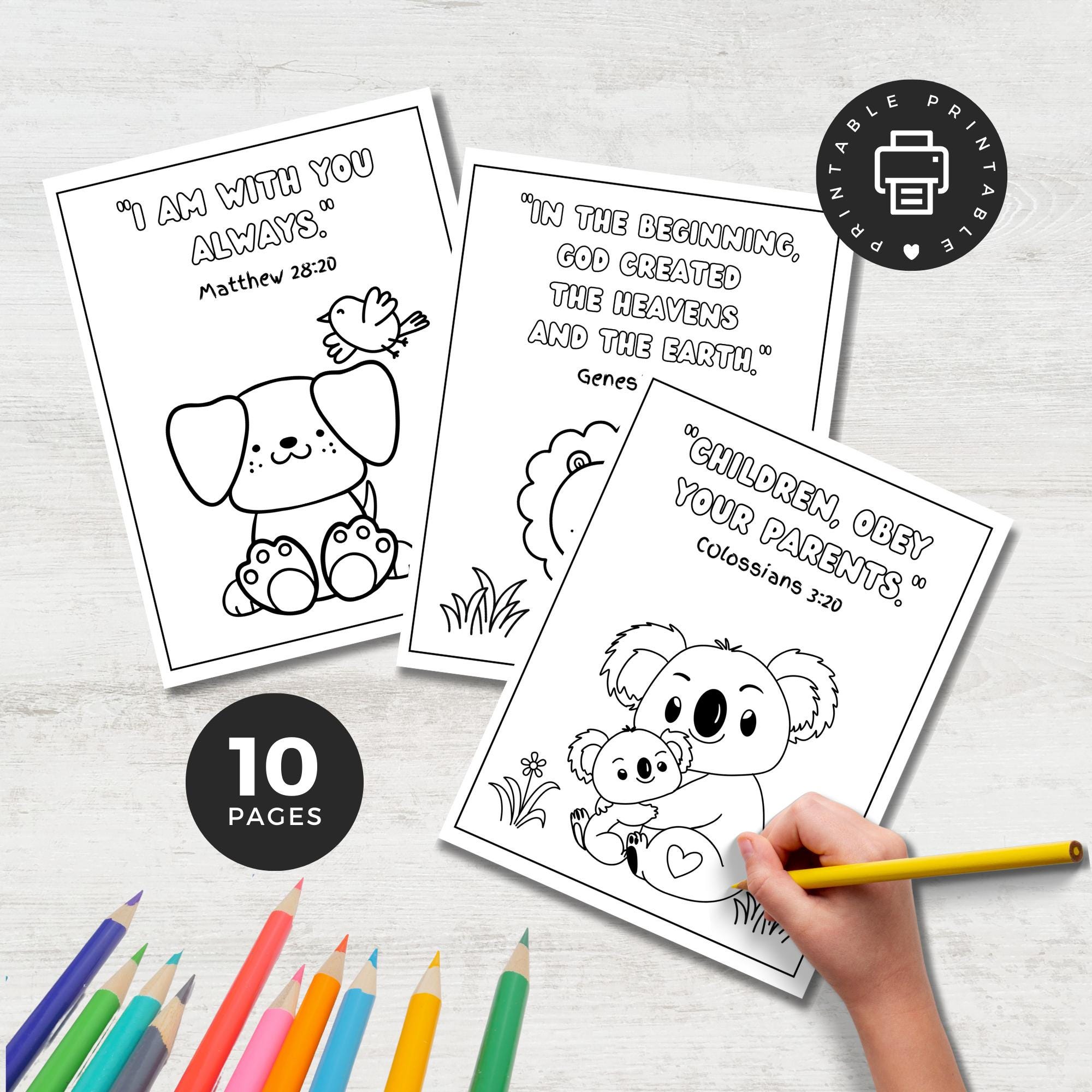 Bible Verse Coloring Page for Preschoolers, Sunday School Craft ...