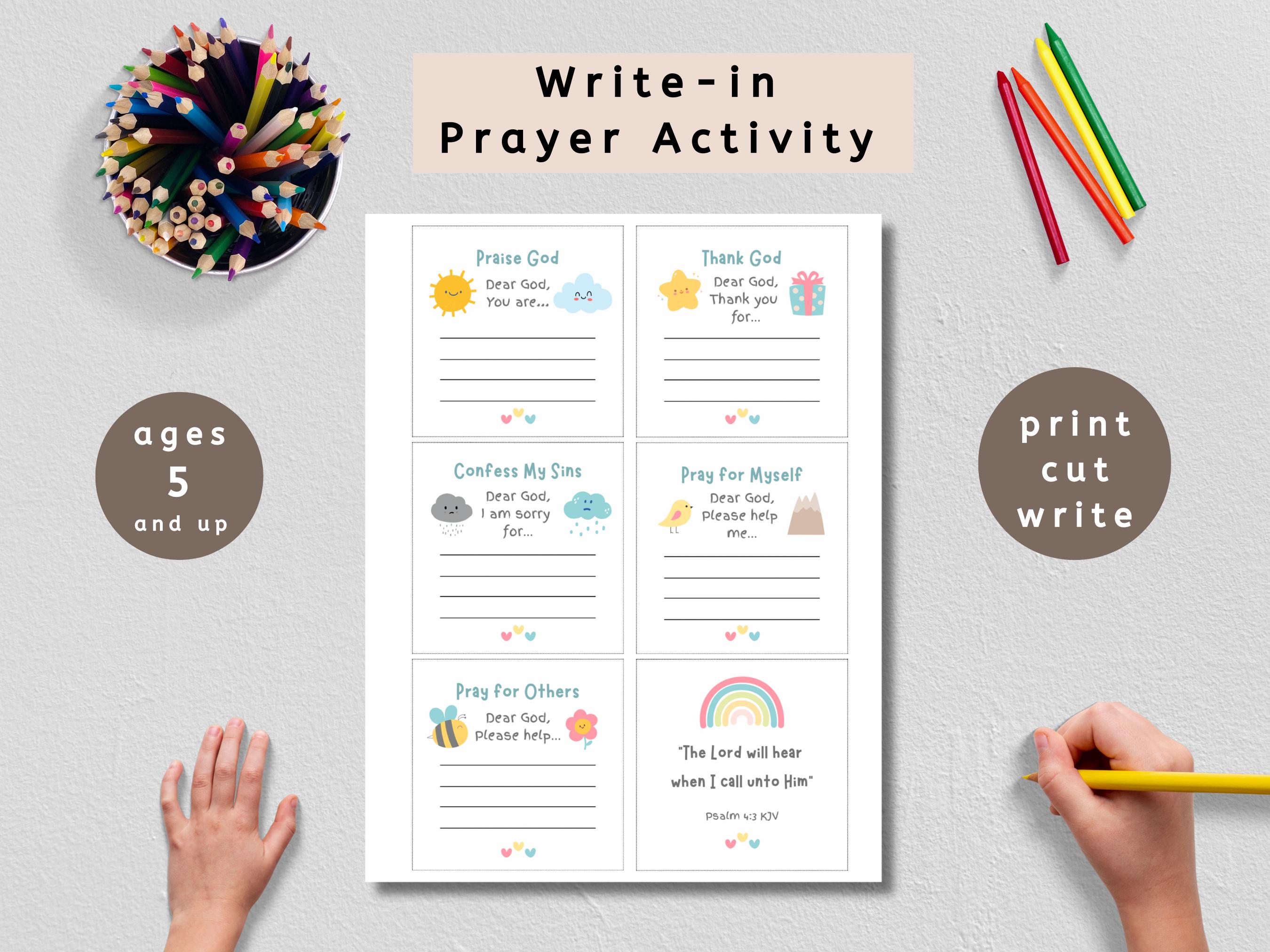 Prayer Bible Lesson Activity Kit, Printable Five Finger Guide and ...
