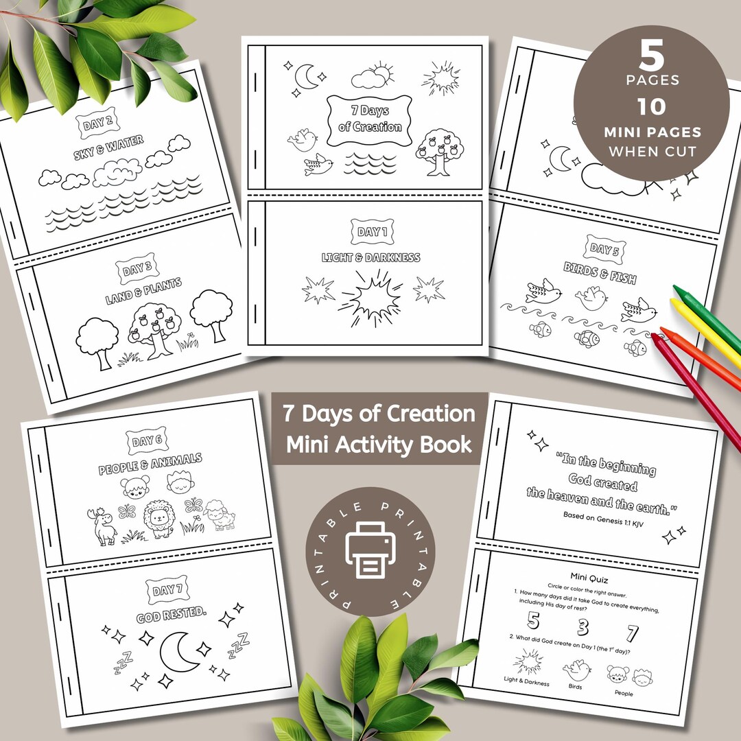 Creation Coloring Mini Book, Printable Preschool and Kindergarten ...