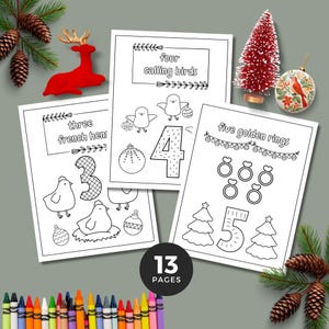 Twelve Days of Christmas Printable Coloring Pages for Kids, Holiday ...