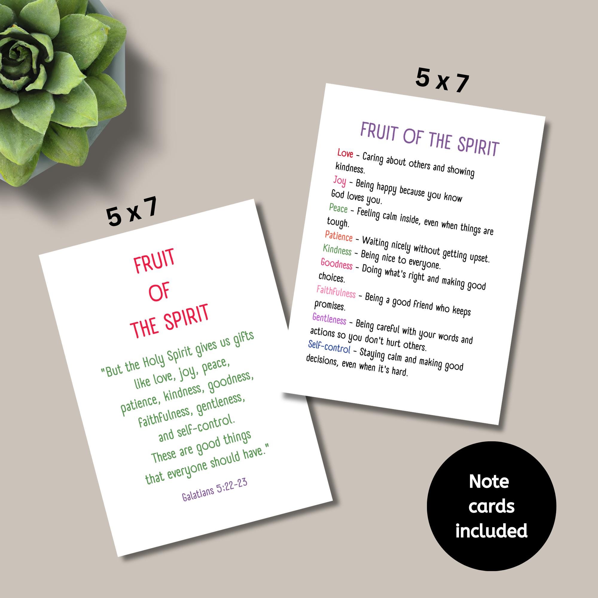 Fruit of the Spirit Bible Printable Cards, Kids Bible Verse Cards ...