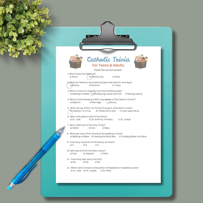 Catholic Trivia Game, Printable Quiz for Teens & Adults, 24 Questions ...
