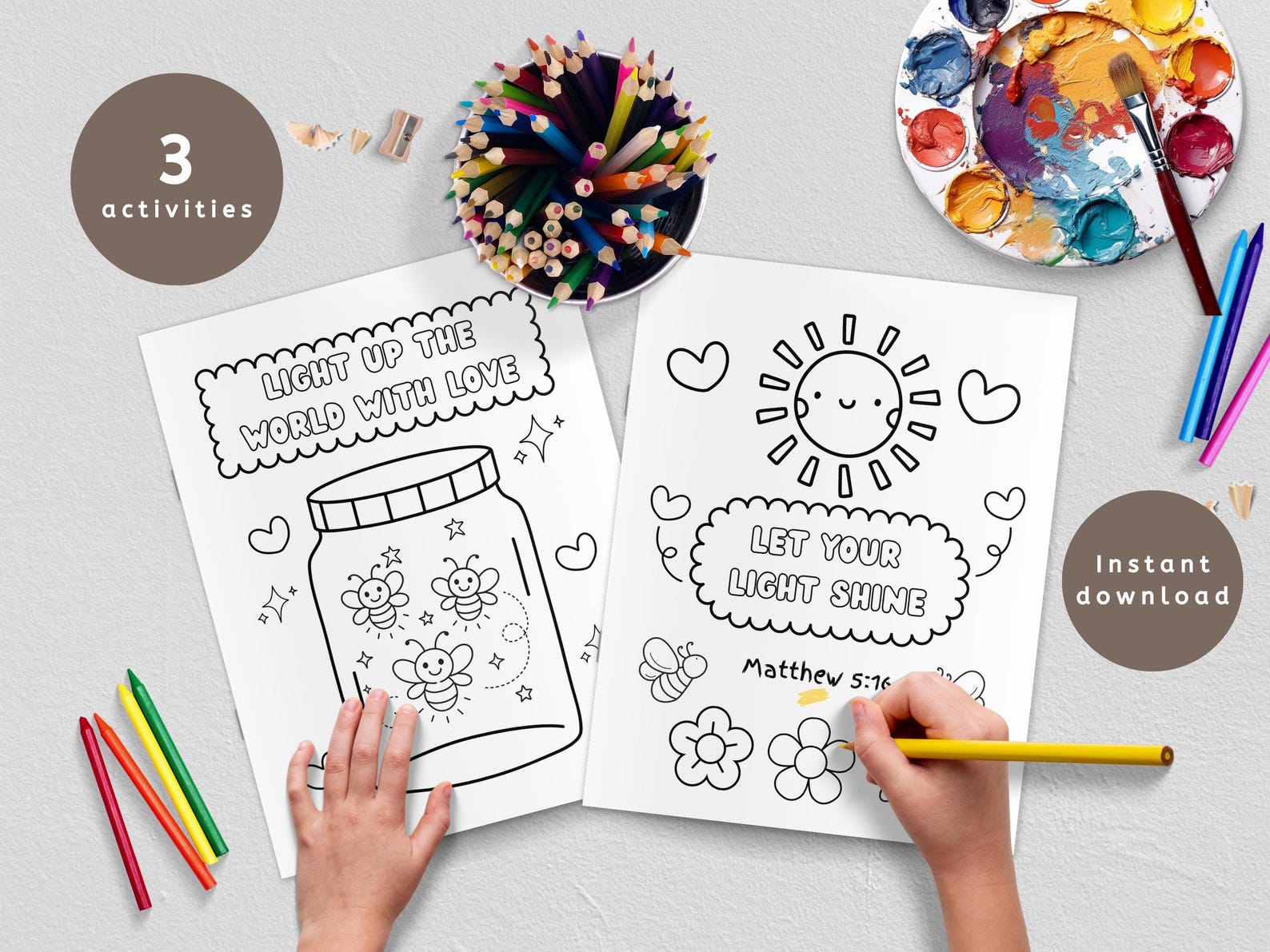 Matthew 5:16 Lesson for Toddlers, Christian Coloring Pages and Torch ...