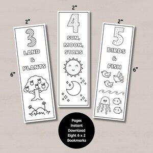 7 Days of Creation Bible Craft for Kids, Bible Verse Coloring Bookmark ...
