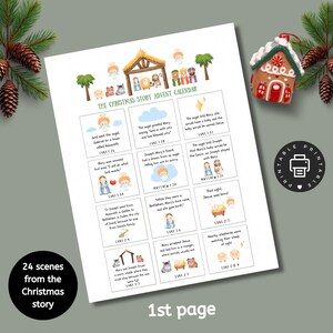 Nativity Advent Calendar Printable, Kids Christmas Countdown, Christian ...