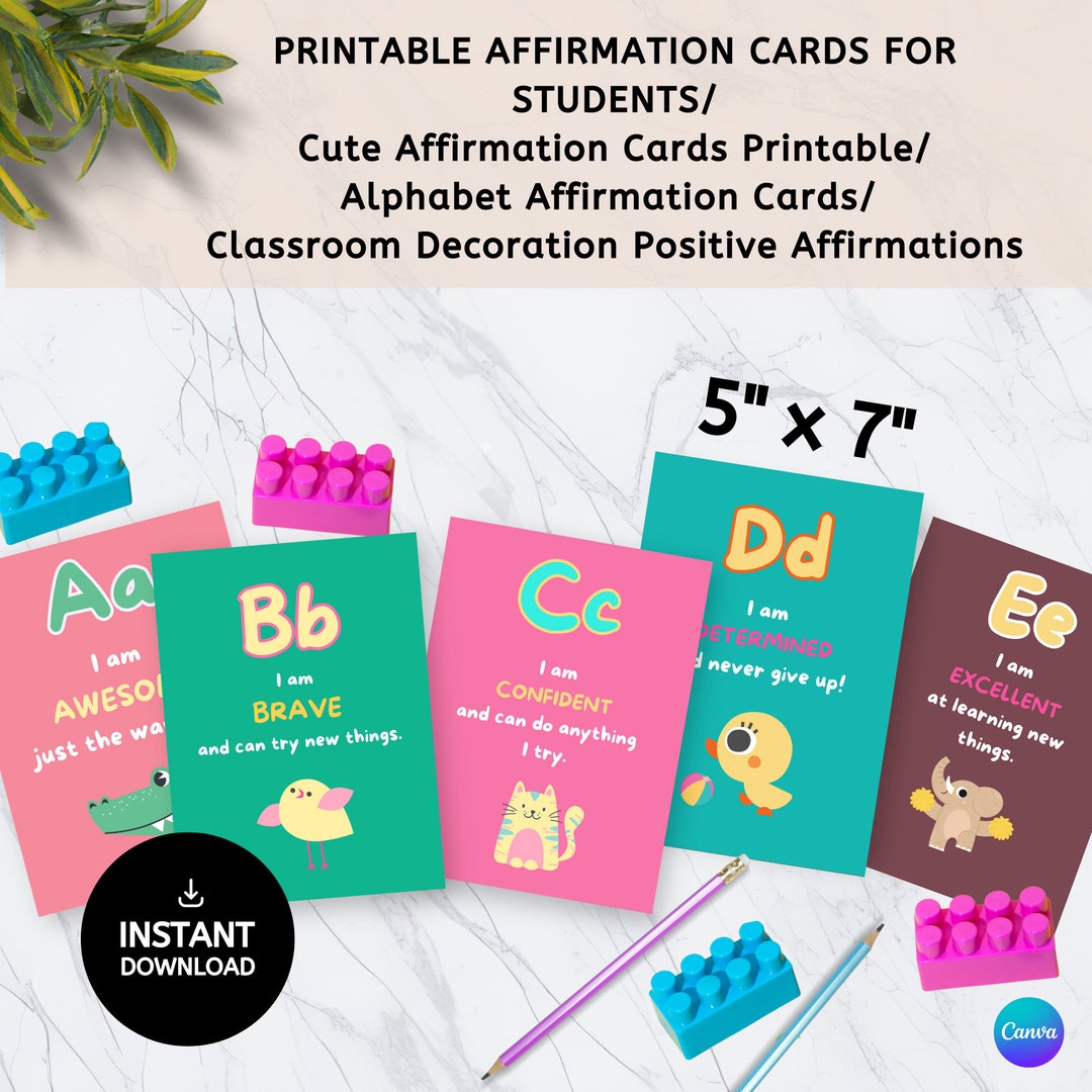 Alphabet Affirmation Cards/ Printable Affirmation Cards for - Etsy