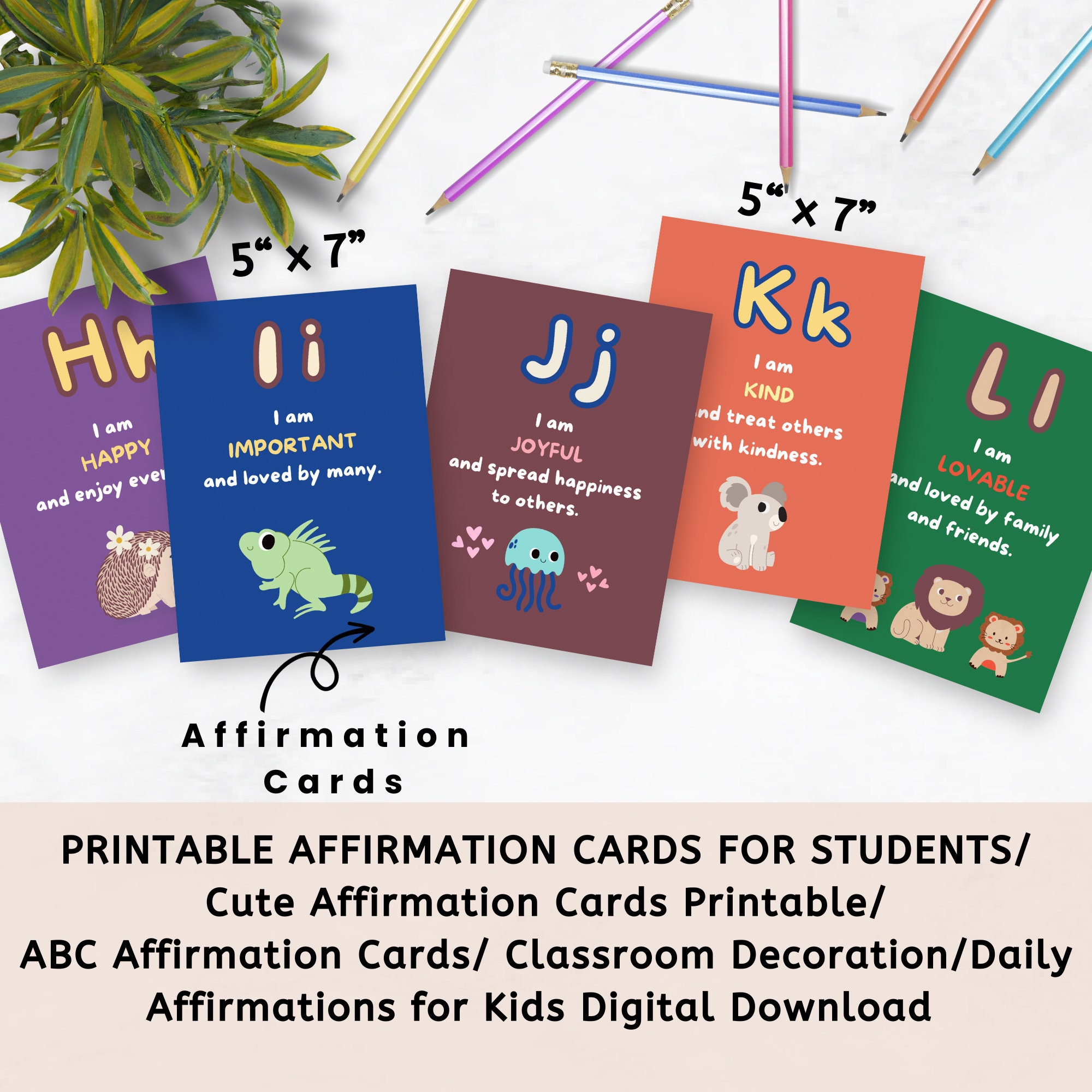 Alphabet Affirmation Cards, Printable Affirmation Cards for Students ...