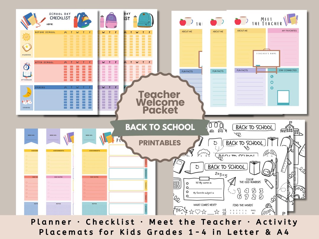 Teacher Welcome Packet Printable, Back to School Forms and Activities ...