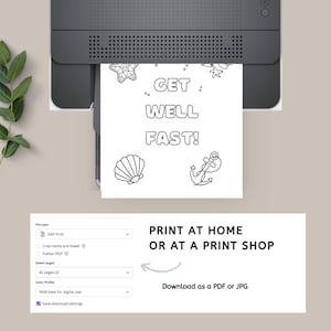 Get Well Soon Coloring Pages for Grandpa, Sea Animals PDF - Etsy