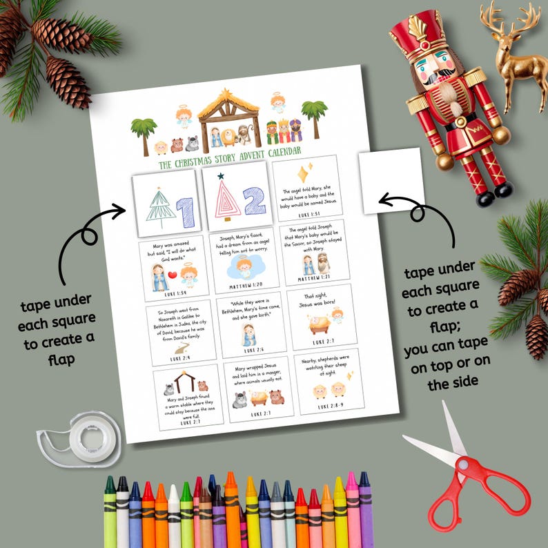 Nativity Advent Calendar Printable, Kids Christmas Countdown, Christian ...