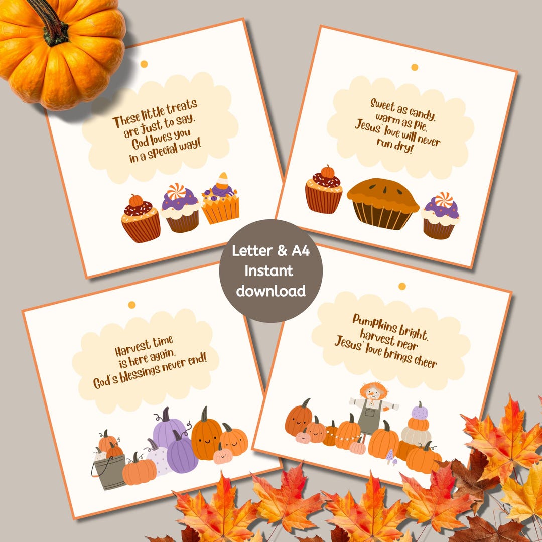 Christian Halloween Treat Tags for Trunk or Treat Favors, Harvest ...