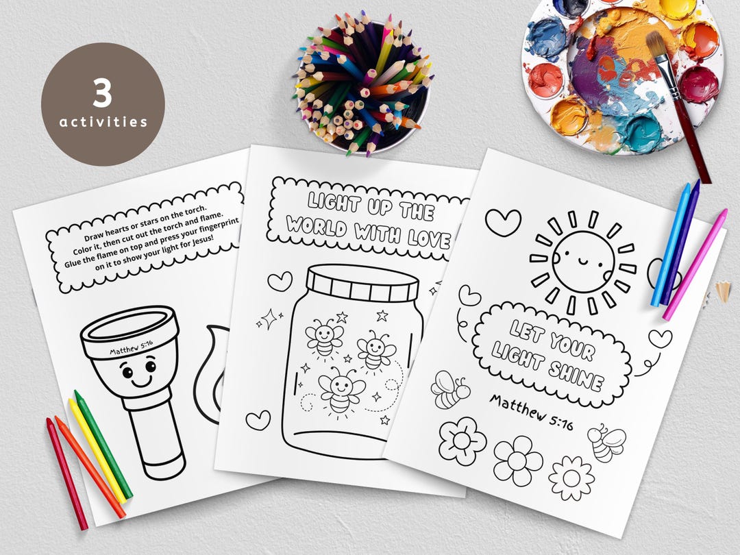 Matthew 5:16 Lesson for Toddlers, Christian Coloring Pages and Torch ...