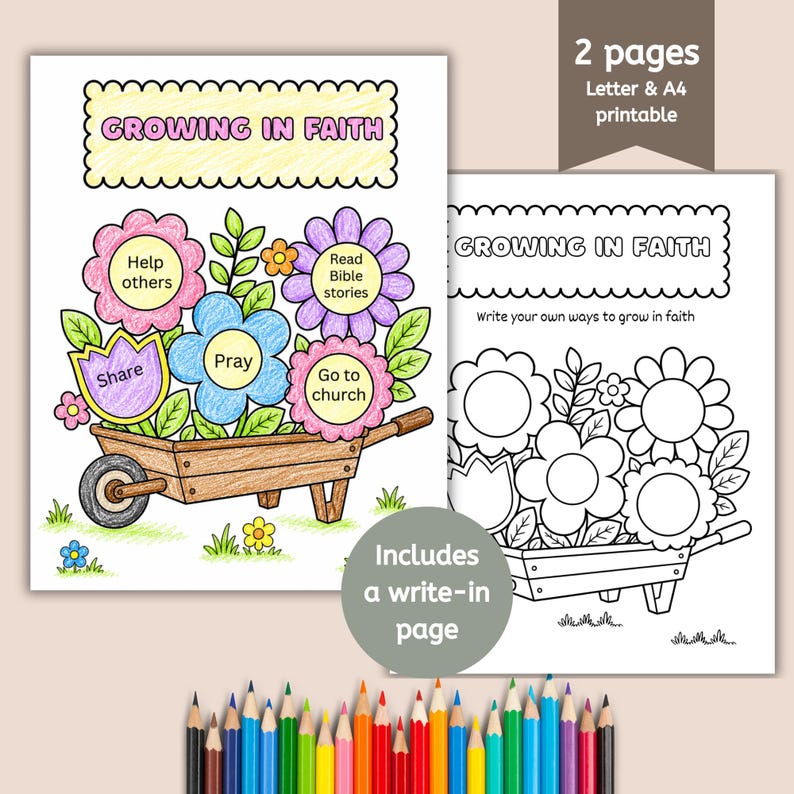 Growing in Faith Coloring Activity Pages for Kids, Sunday School ...