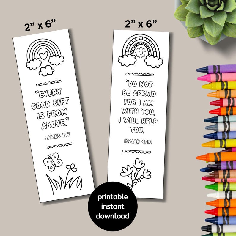 Kids Bible Verse Coloring Bookmark Printable, Sunday School Craft ...