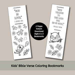Kids Bible Verse Coloring Bookmark Printable, Sunday School Craft ...