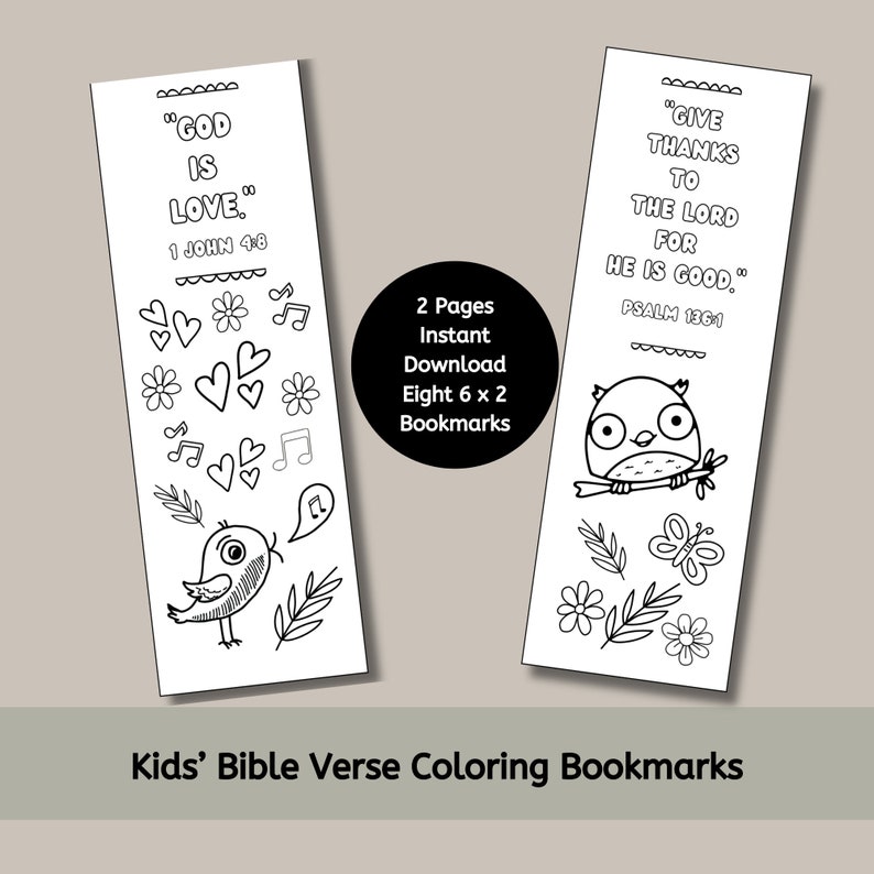 Kids Bible Verse Coloring Bookmark Printable, Sunday School Craft ...