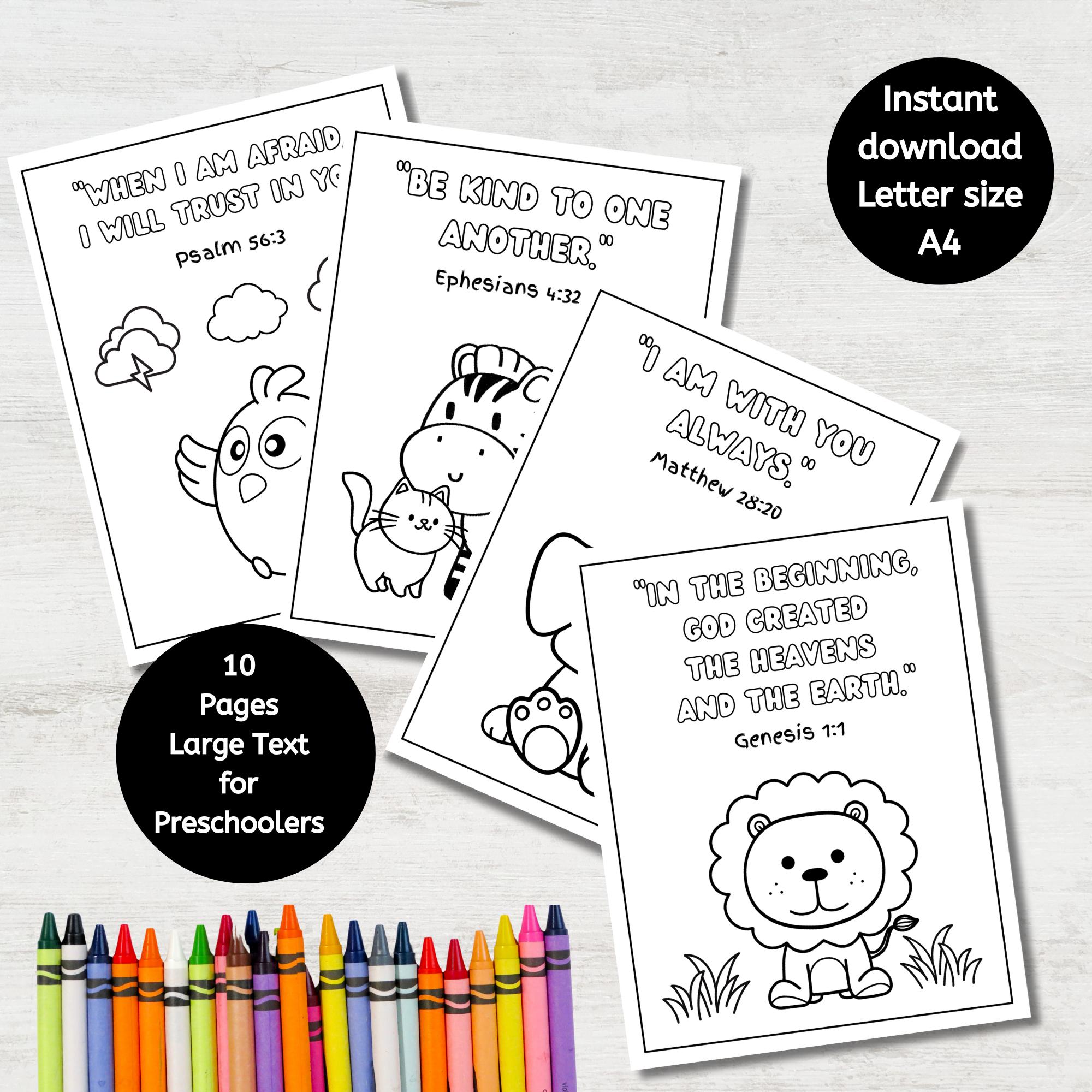 Bible Verse Coloring Page for Preschoolers, Sunday School Craft ...