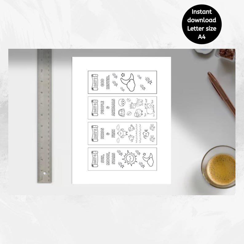 7 Days of Creation Bible Craft for Kids, Bible Verse Coloring Bookmark ...