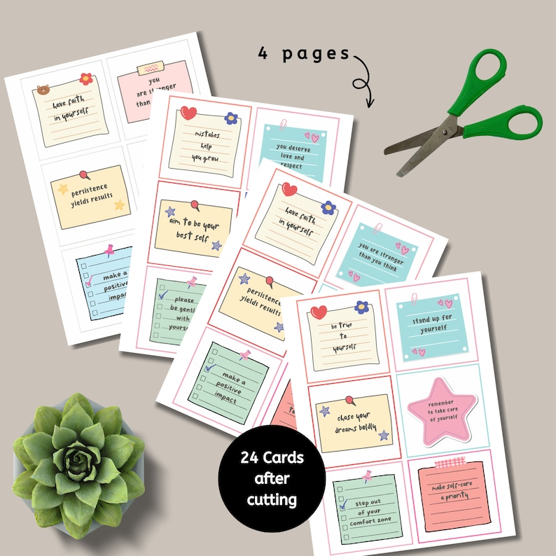 Teen Girl Affirmation Cards, Printable Self-care Quotes PDF - Etsy