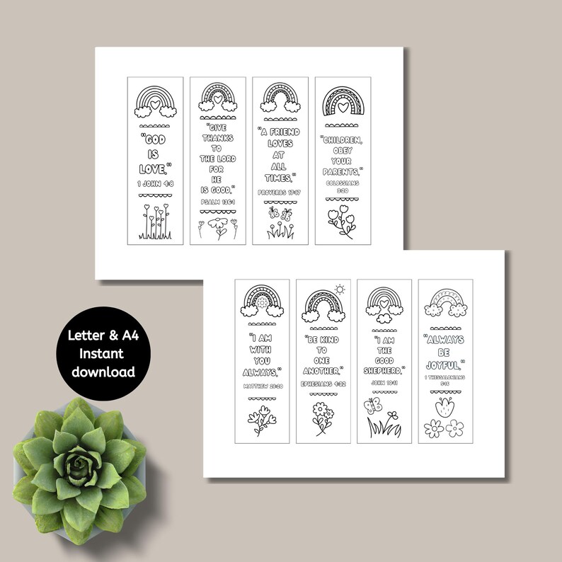Kids Bible Verse Coloring Bookmark Printable, Sunday School Craft ...