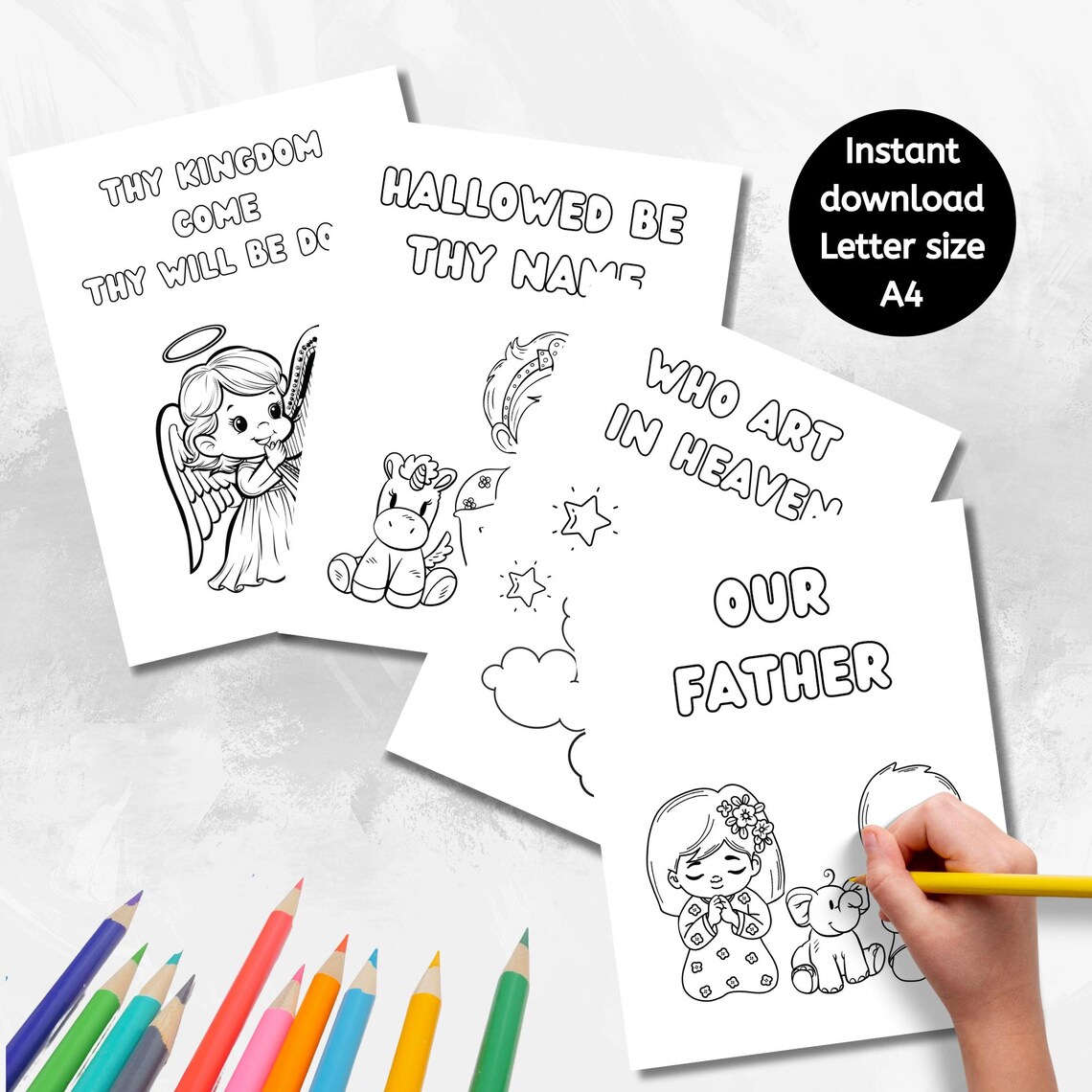 Our Father Coloring Pages, the Lord's Prayer Digital Download ...