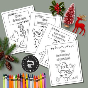 Twelve Days of Christmas Printable Coloring Pages for Kids, Holiday ...