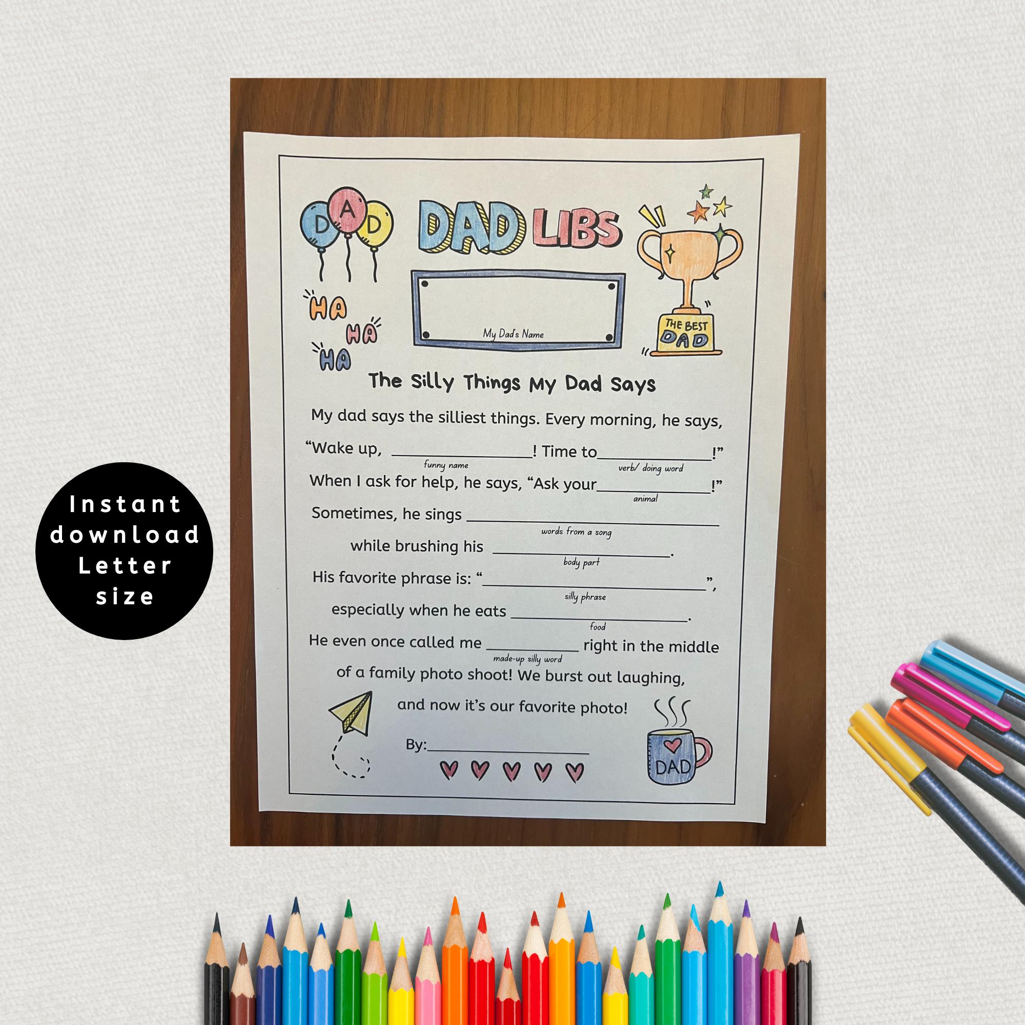 Father's Day Mad Libs, Funny Fill-in-blanks Activity PDF - Etsy