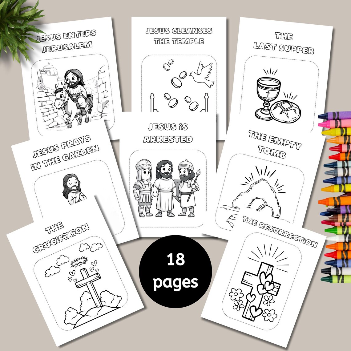 Holy Week and Lent Coloring Pages, Catholic Easter Story Activity, PDF ...