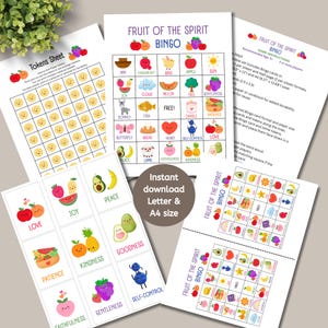 Fruit of the Spirit Bingo Game & Coloring Sheets, Kids Sunday School ...