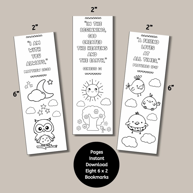 Kids Bible Verse Coloring Bookmark Printable, Sunday School Craft ...
