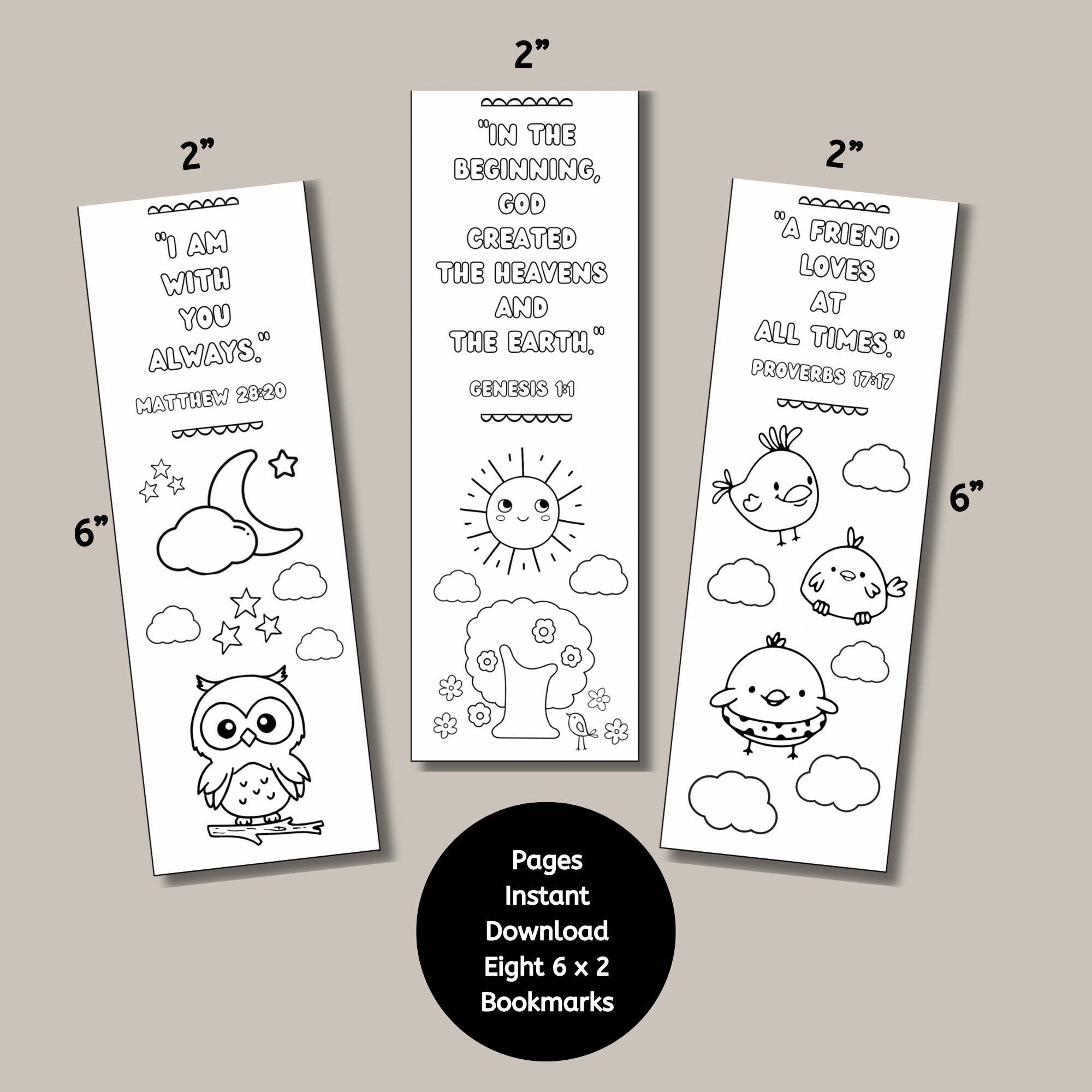 Kids Bible Verse Coloring Bookmark Printable, Sunday School Craft ...