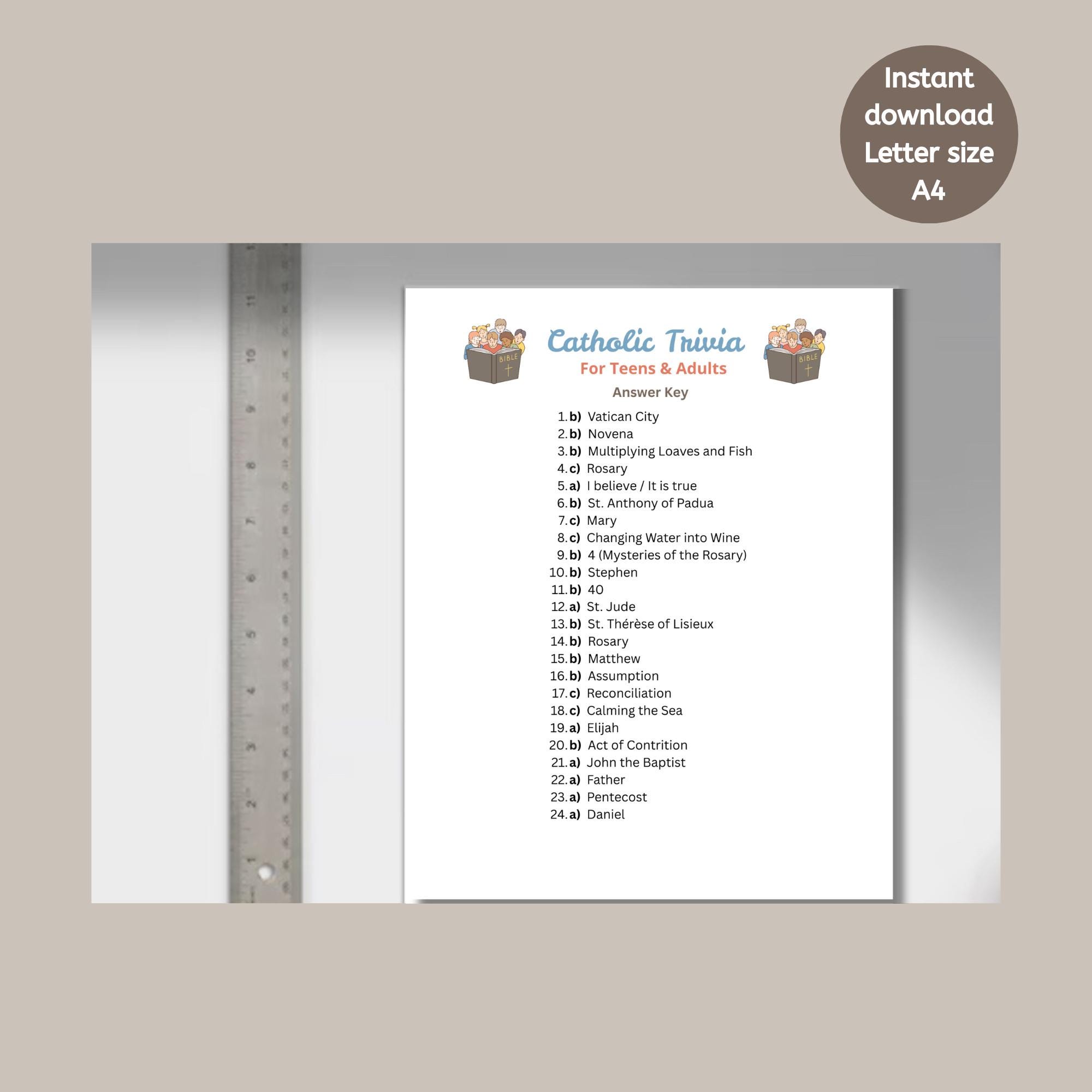 Funny Bible Trivia Game, Printable Quiz for Youth,teens & Adults, 24 ...