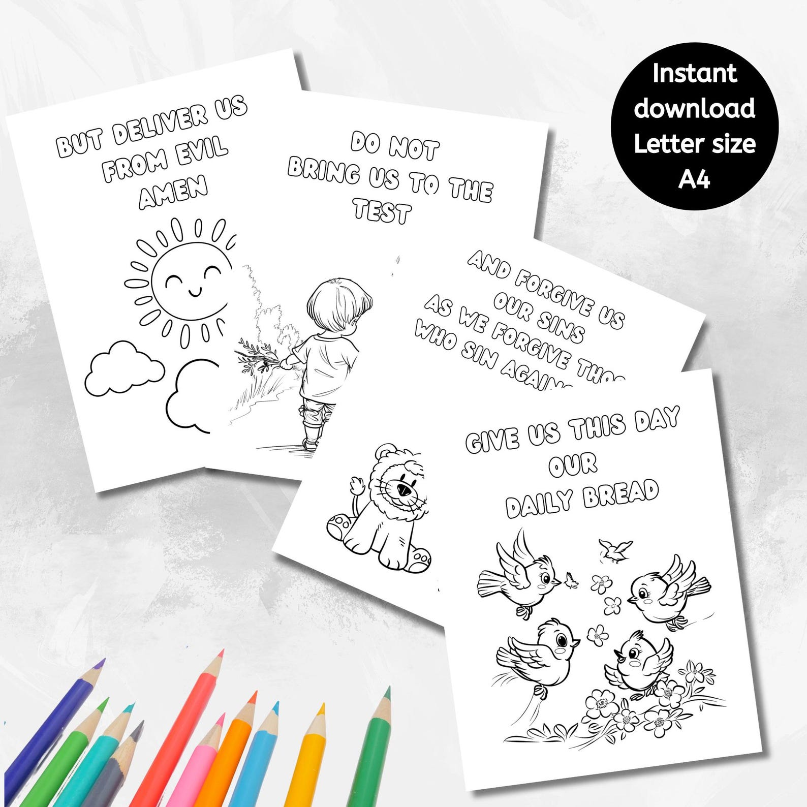 Our Father Coloring Pages, Lord's Prayer Digital Download, Printable ...