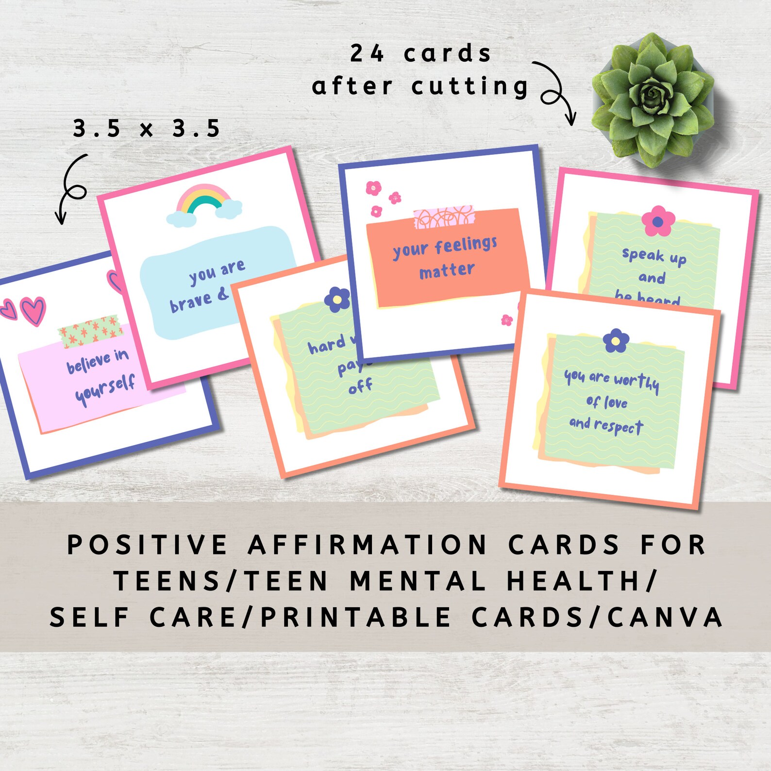 Positive Affirmation Cards for Teen Girls, Motivational Quotes ...