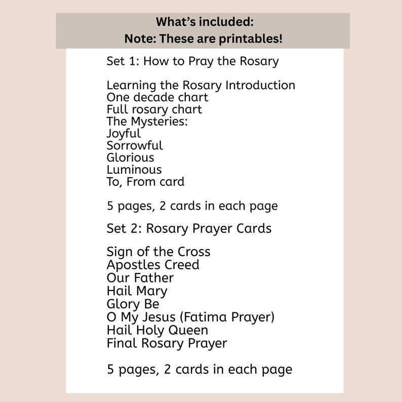 How to Pray the Rosary Cards for Kids, Catholic Printable Prayer Cards ...