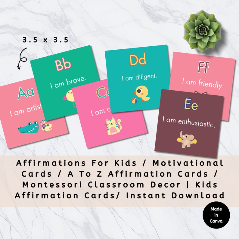 Alphabet Affirmation Cards, Printable Flash Cards Kids, Lunchbox Notes ...