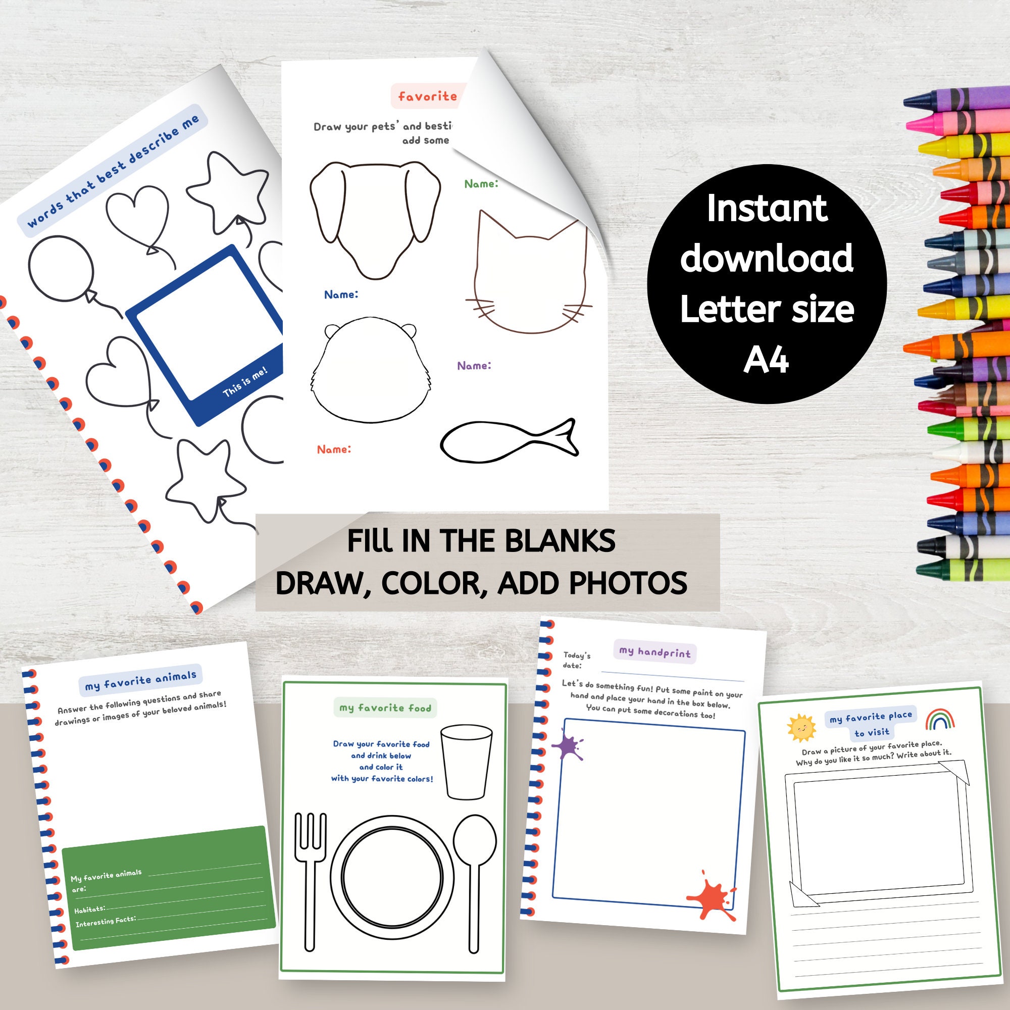 All About Me Activity Sheets, All About Me Worksheets Kids, Printable ...