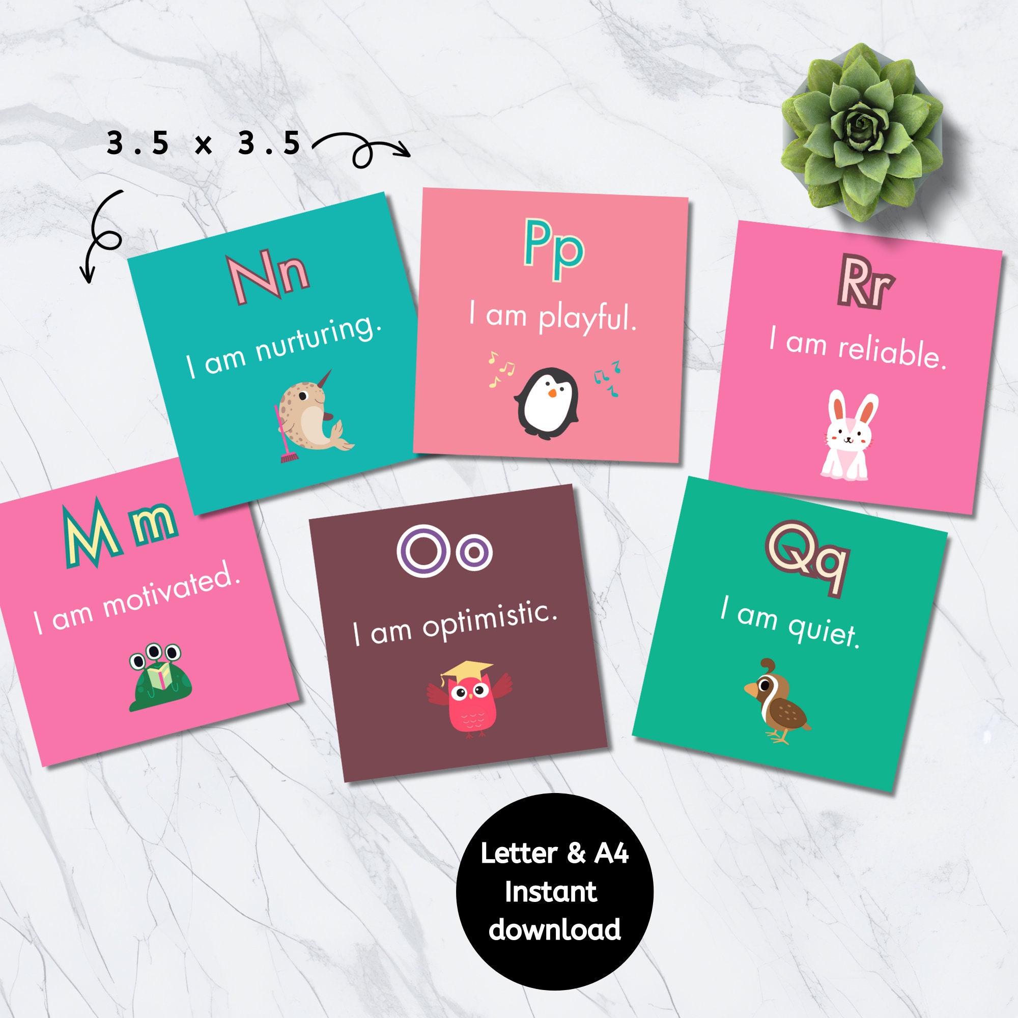 Alphabet Affirmation Cards, Printable Flash Cards Kids, Lunchbox Notes ...