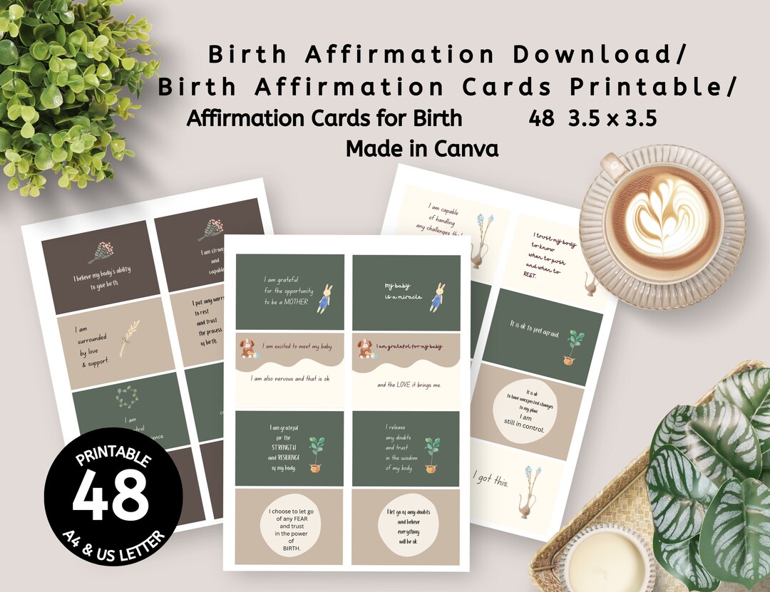 Birth Affirmation Cards Printable/ Birth Affirmation Download ...