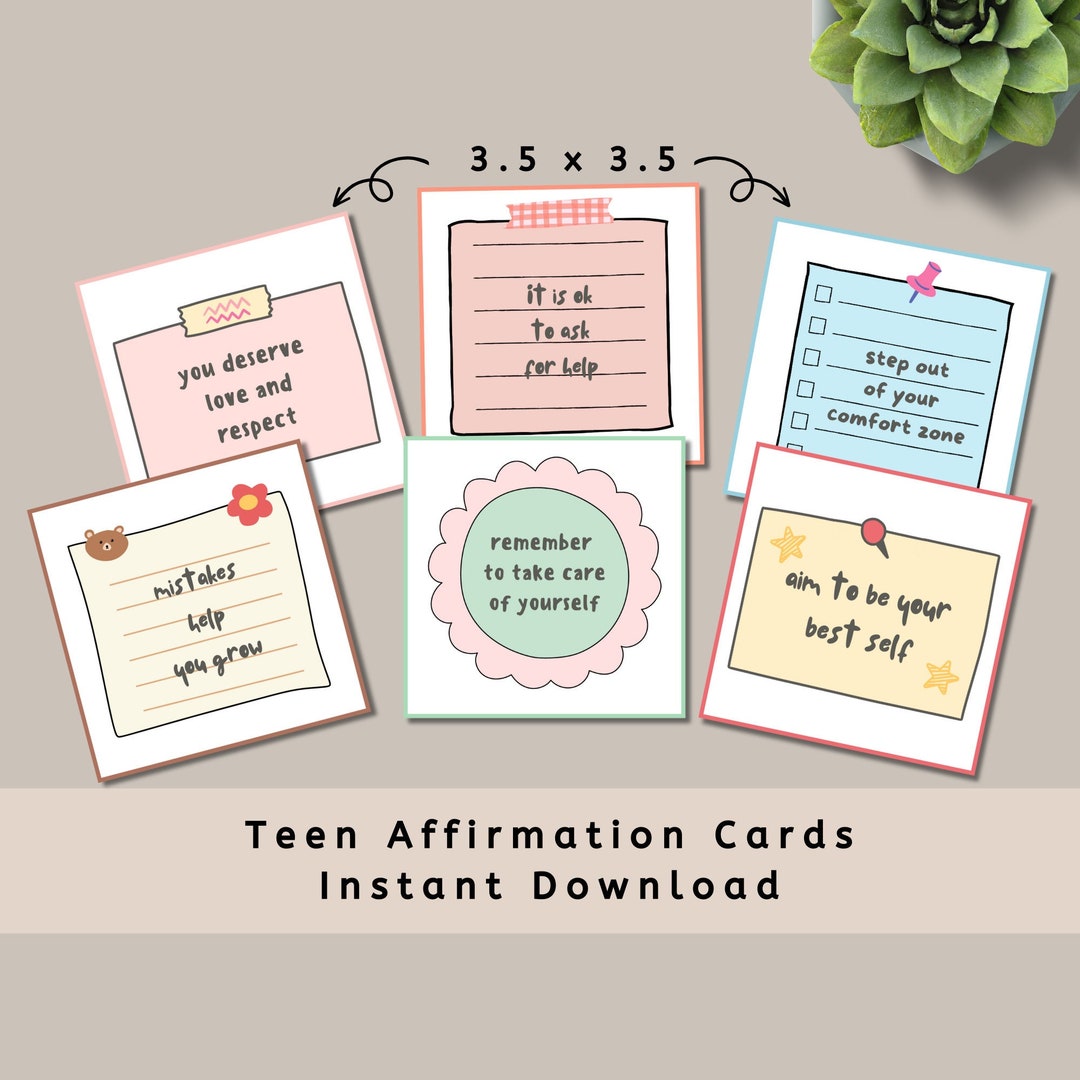 Positive Affirmation Cards for Teens, Teen Mental Health Affirmations ...
