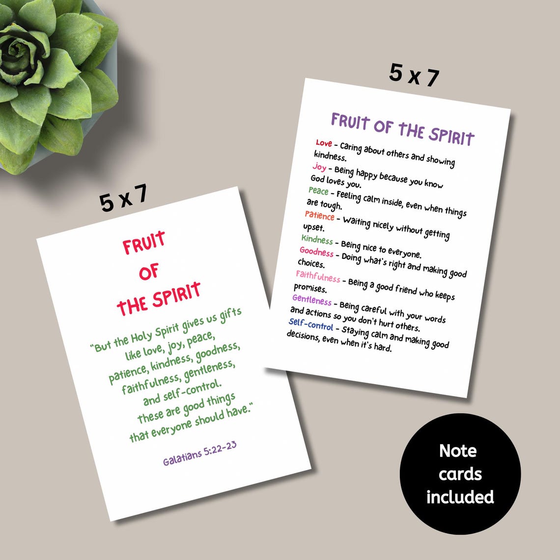 Fruit of the Spirit Flashcards, Bible Verse Cards for Kids, Digital ...