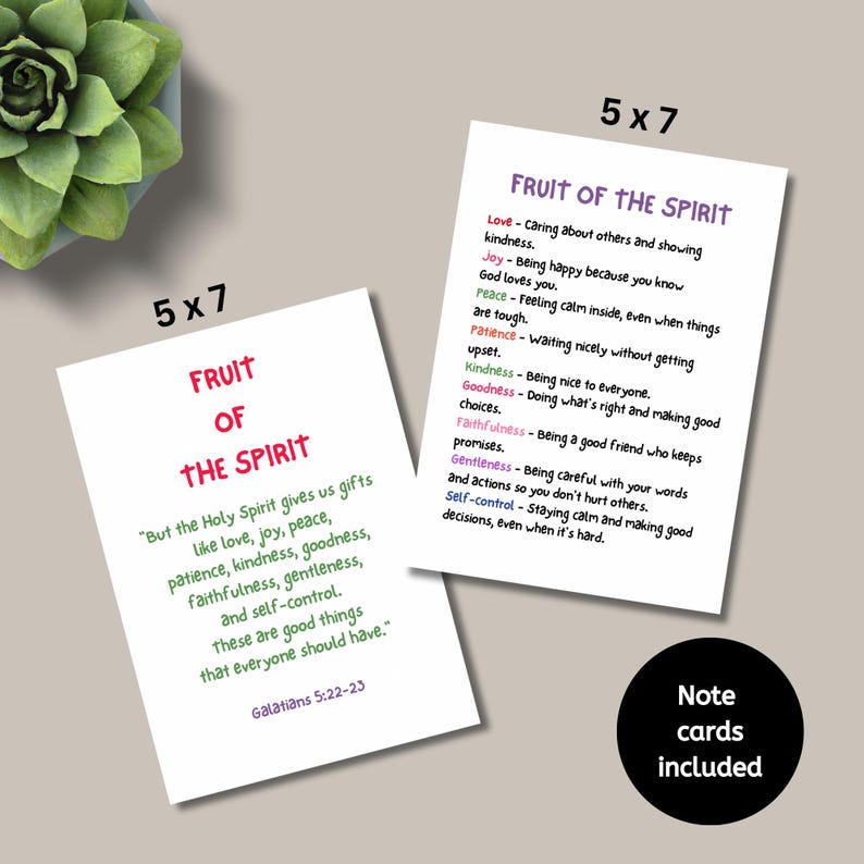 Fruit of the Spirit Flashcards, Bible Verse Cards for Kids, Digital ...