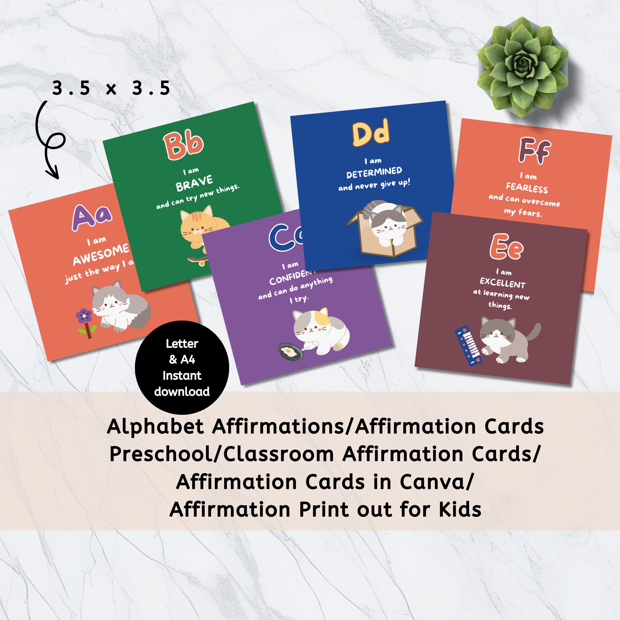Alphabet Affirmation Cards, Printable Kids Flash Cards, Educational ...