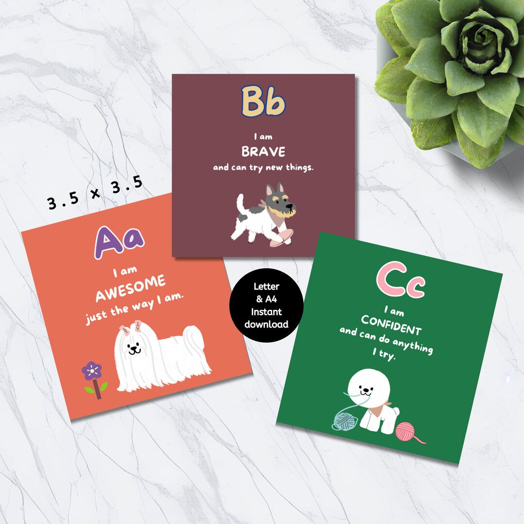Alphabet Affirmation Cards, I Am Affirmation Cards, Alphabet Flash ...