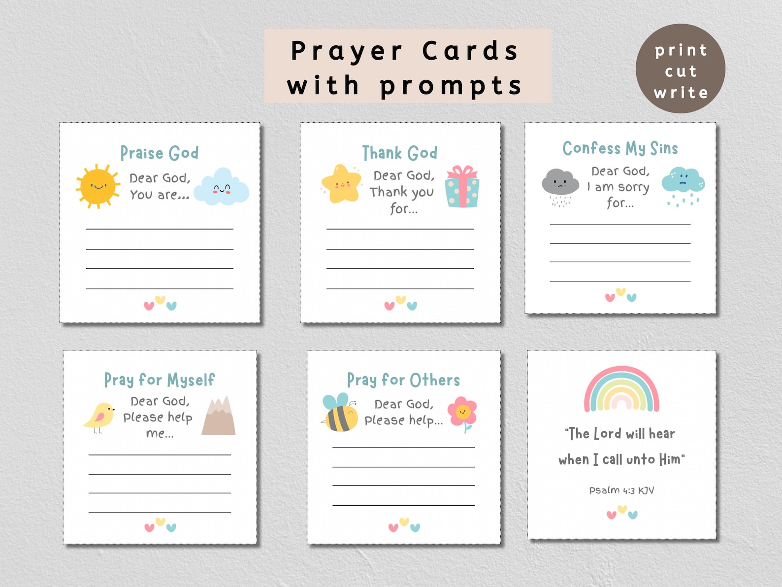 Prayer Bible Lesson Activity Kit, Printable Five Finger Guide and ...