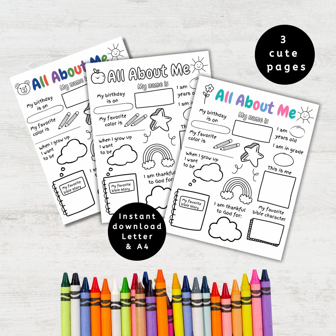 Sunday School All About Me, Preschool Questionnaire, Printable Activity ...